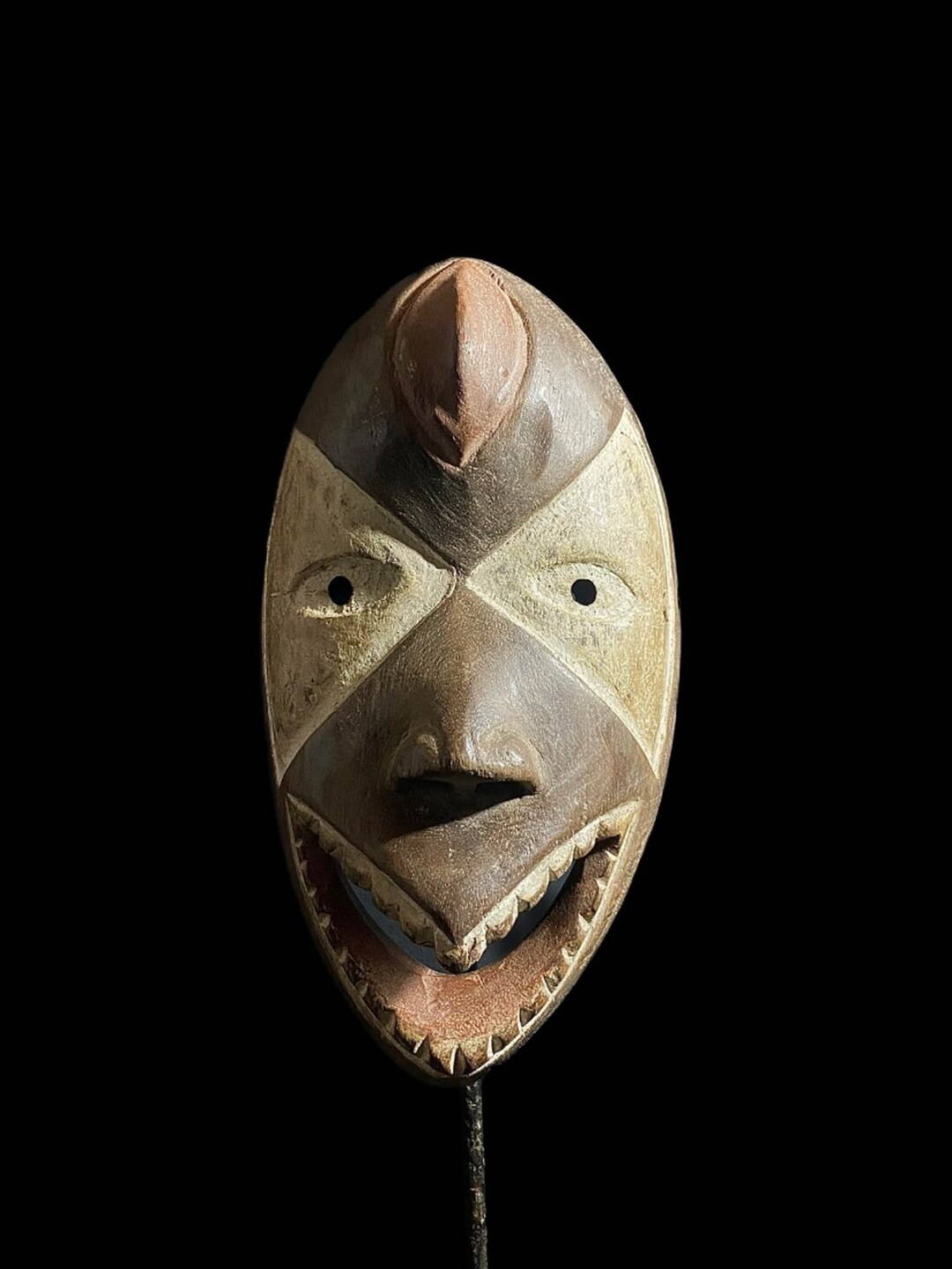 African Tribal Face Mask Wood Hand Carved Vintage Wall Hanging Boa Mask ...