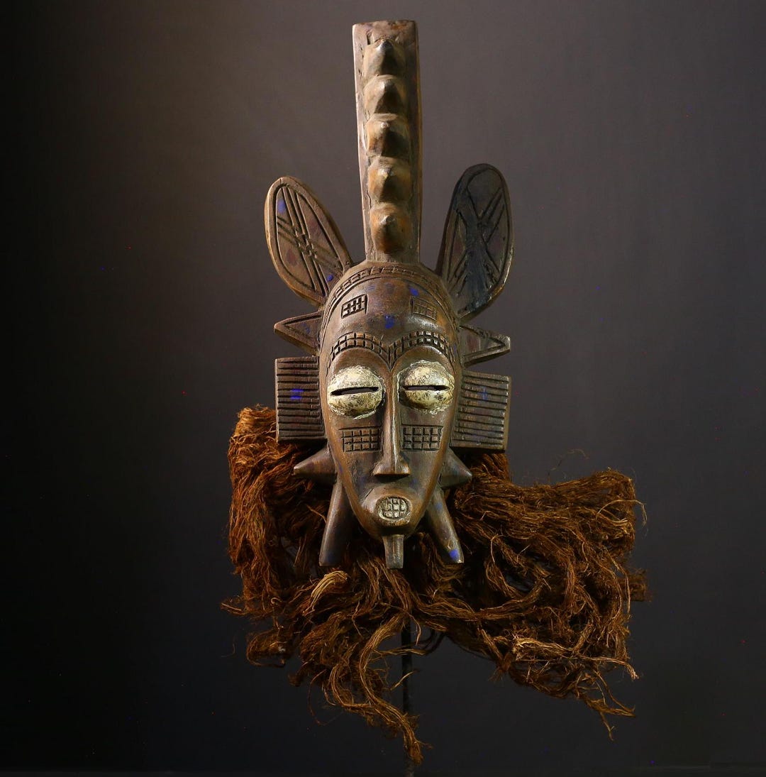 African Vintage Senufo Mask | Hand-carved Tribal Decor | Intricate ...