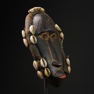African Tribal Mask Wall Art Punu Shell Headdress Antique Wood Carving ...
