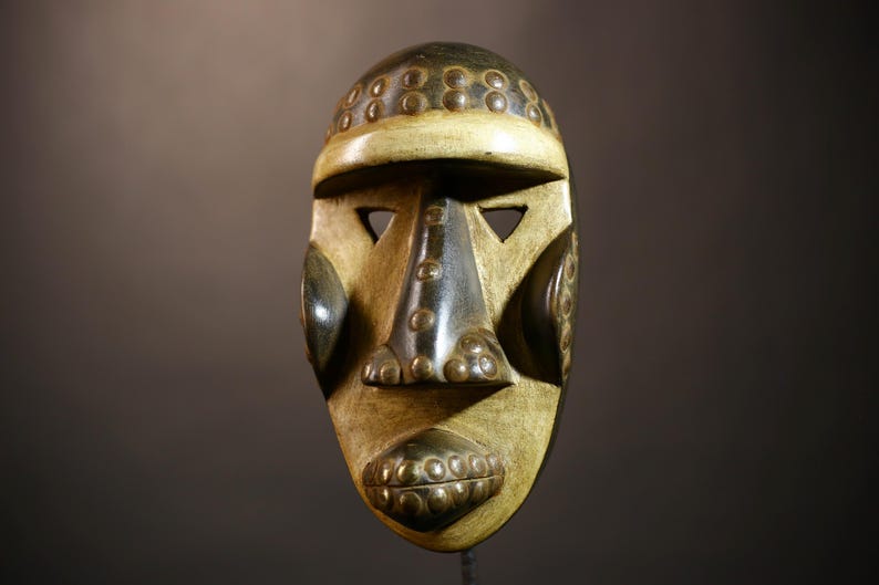 African Dan Mask: Hand-carved Wood & Horns, Liberian Tribal Art-g5084 ...