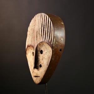 African Bwami Mask | Authentic Lega Tribal Art | Handcarved Wooden Face ...