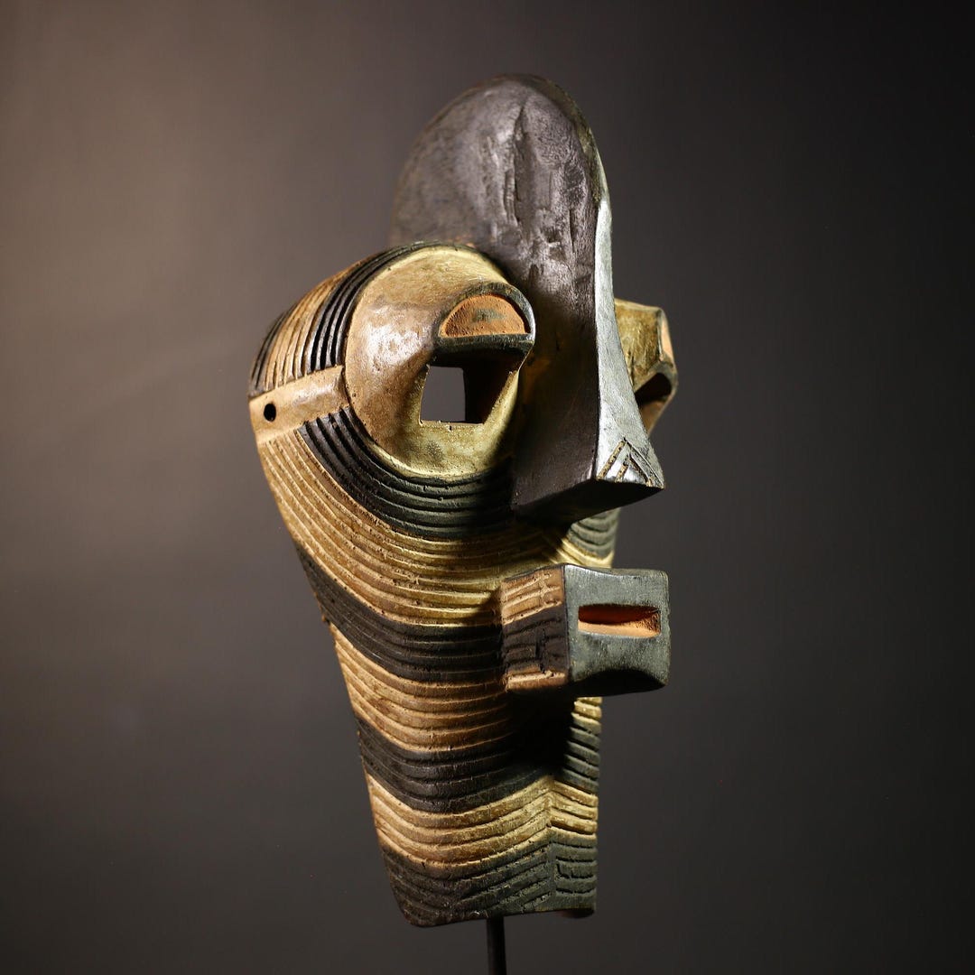African Wall Mask, Songye Kifwebe Mask, Tribal Face Mask, Geometric ...