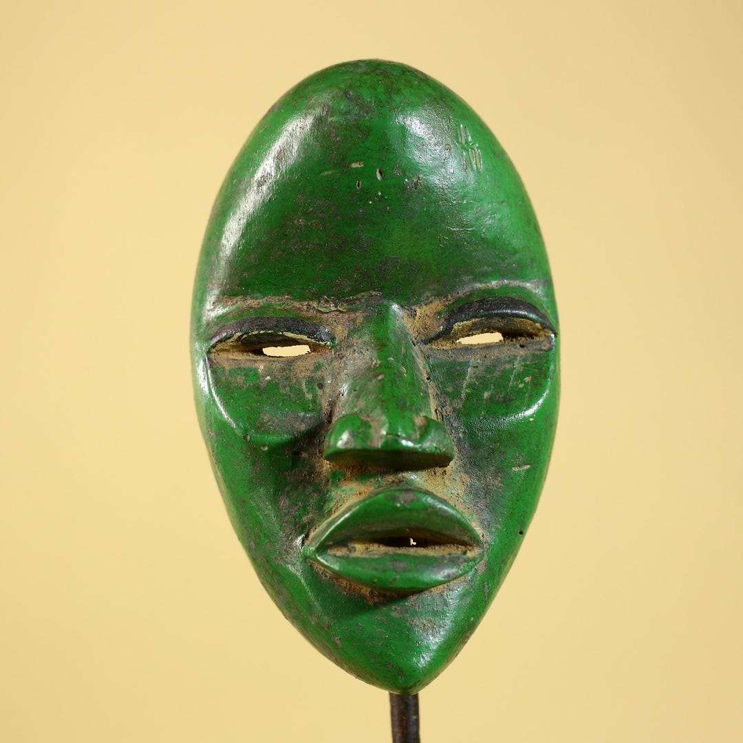 Vintage African Green Dan Mask: Hand Carved Wood Tribal Wall Artr-g6242 ...