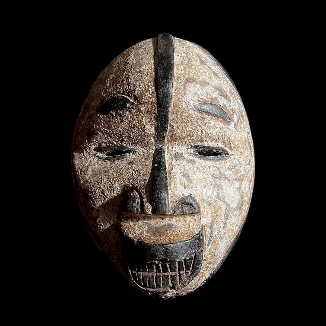 African Nigerian Igbo Wood Carved Spirit Mask Authentic Wall Hanging ...