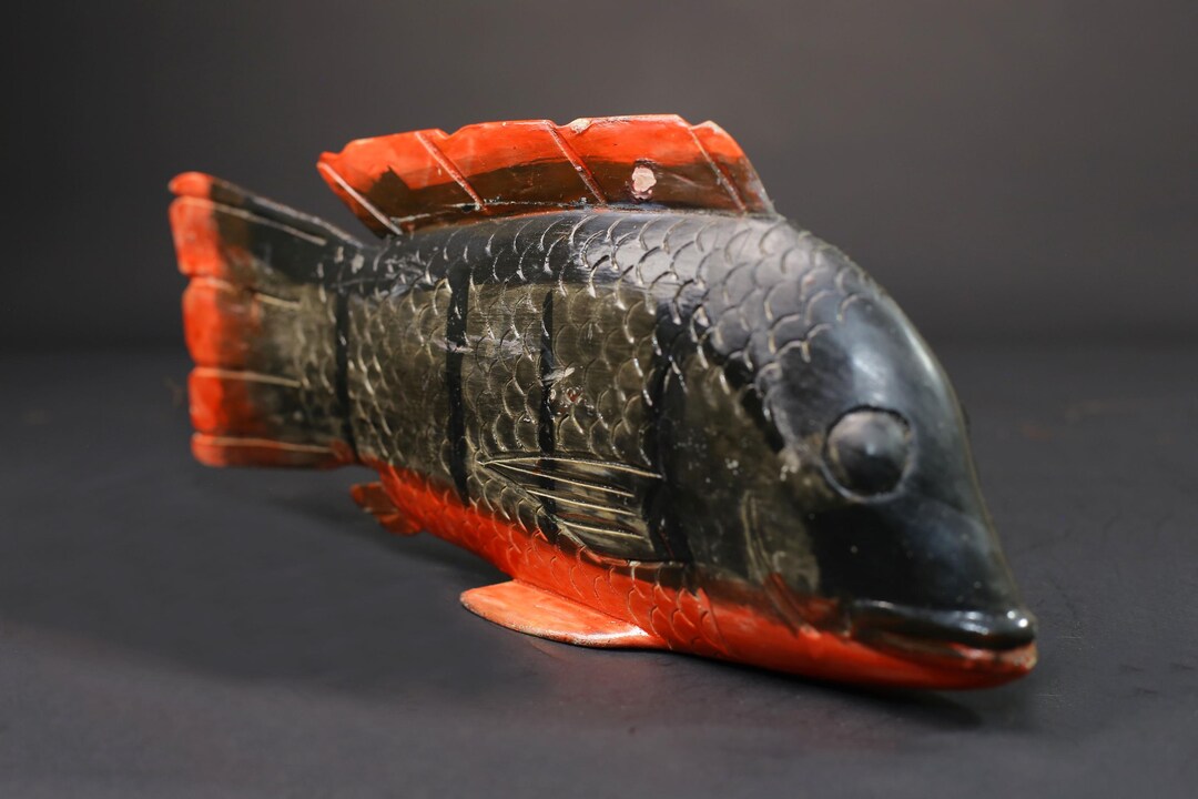African Bozo Fish Puppet Statue Wood Handmade Primitive Collectibles ...