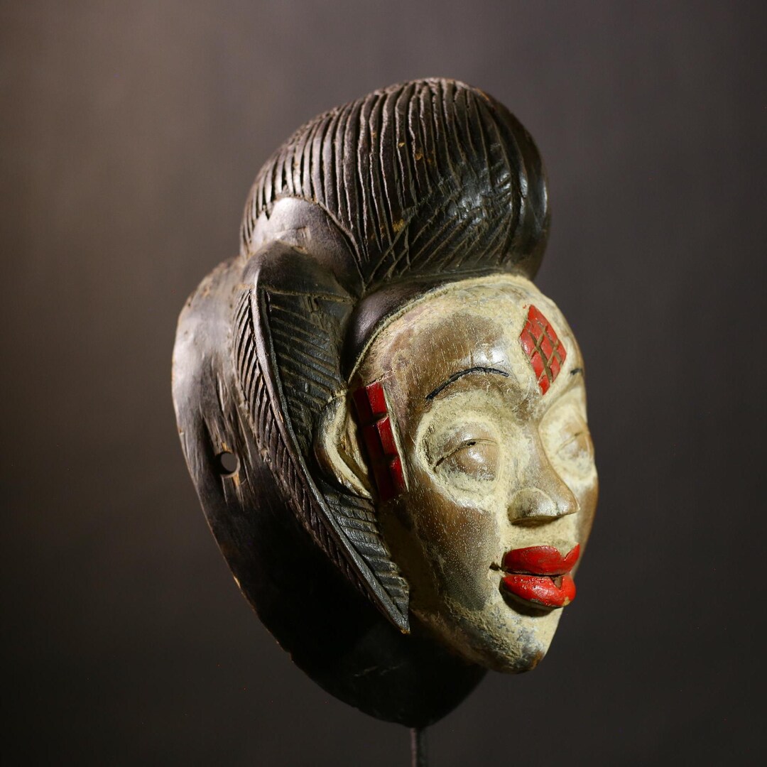 African Mask Wall Art Decor | Unique Gabon Sculpture | Vintage Ethnic ...