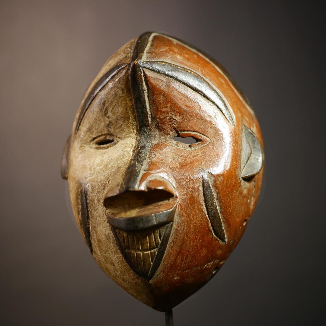 African Igbo Tribal Mask, Nigerian Ritual Face Wall Art, Carved Wood ...