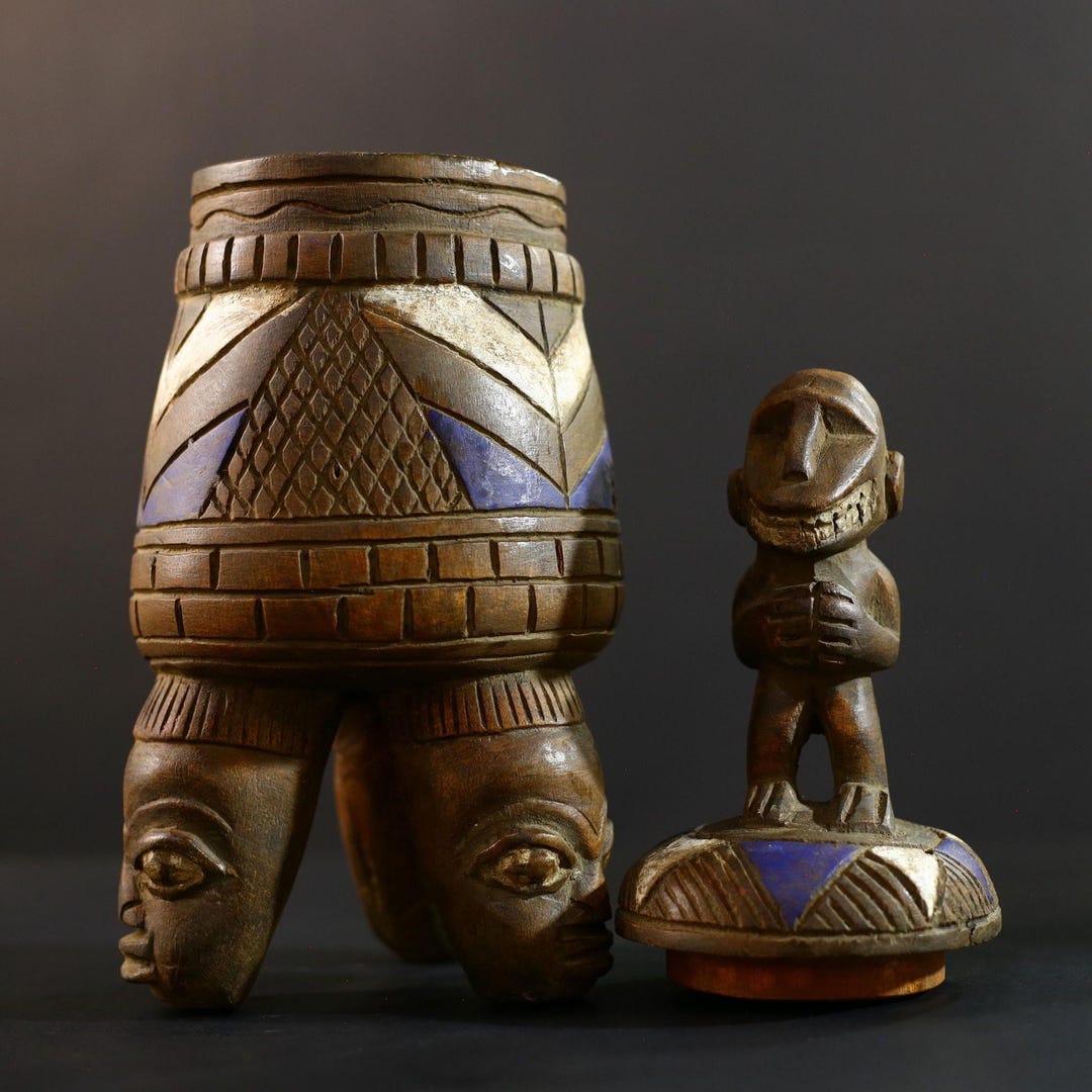African Luba Divination Vessel: Tribal Carved Congo Spirit Jar-g5359 - Etsy