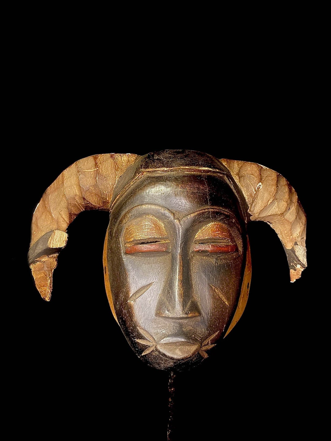 African Mask African Carved Wood Tribal Mask Vintage Hanging Tribal ...