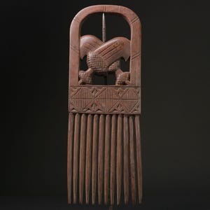 African Comb Statue | Hand-carved Wooden Figure | Unique West African ...
