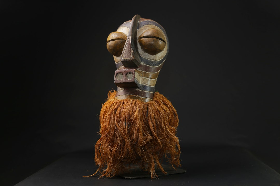 African Tribal Face Mask Wood Hand Wall Hanging Songye Kifwebe Mask ...