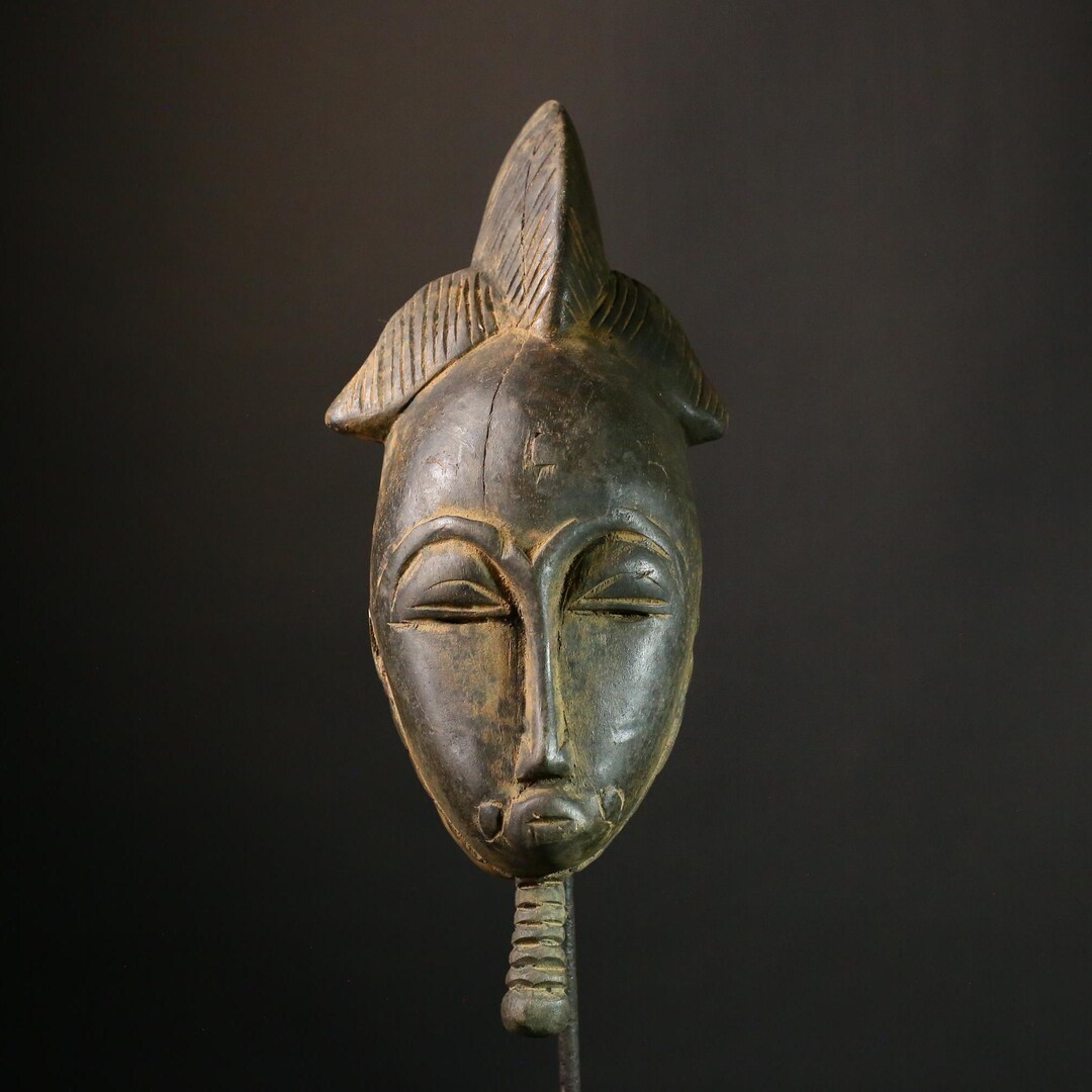 African Mask Baule Tribal Portrait Mask With Tall Central Crest ...
