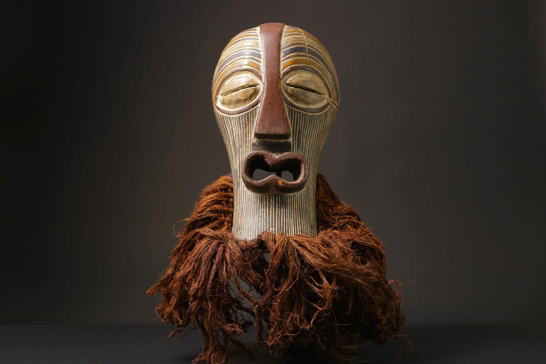 Antique Hand Carved African Wooden Mask for Collectors | Unique Luba ...