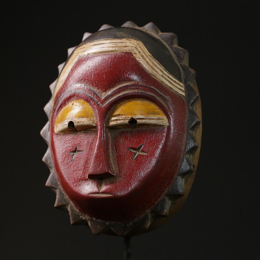 African Vintage Hand Carved Mask | Wooden Decor | Baule Mblo Art ...