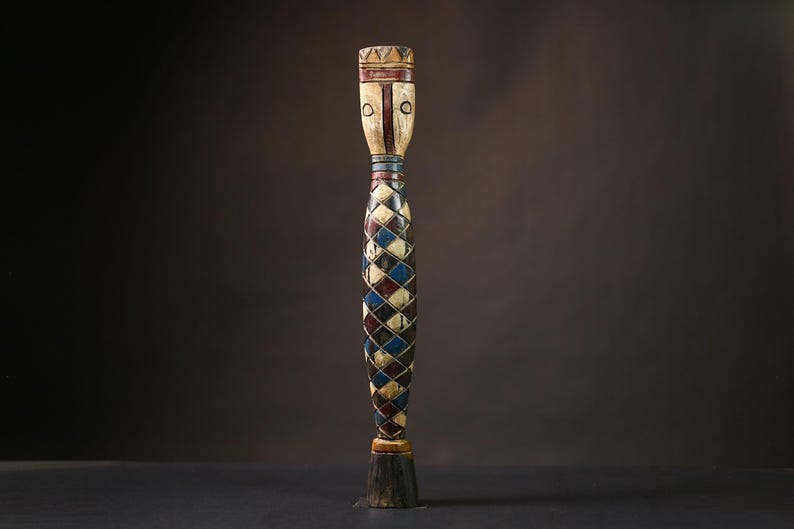 African Bobo Diamond Staff: Hand-carved Tribal Wand Sculpture-g1666 - Etsy