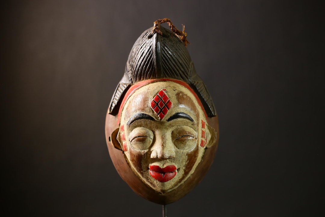 African Punu Mask | Gabon Tribal Art | Handcarved Wood Figurine ...