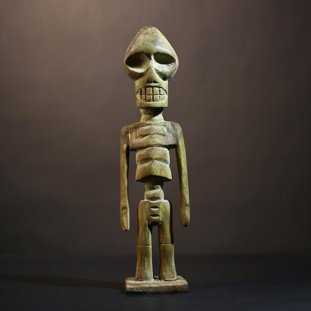 Vintage Tiv Wooden Skeleton Statue: Hand-carved African Tribal Art ...