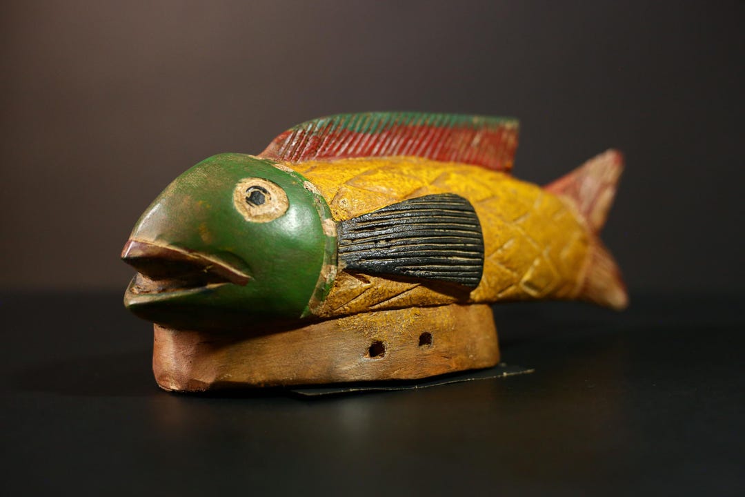 Africa Bozo Fish Puppet Statue Wood Handmade Primitive Collectibles ...