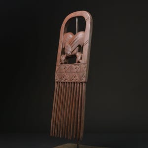 African Comb Statue | Hand-carved Wooden Figure | Unique West African ...