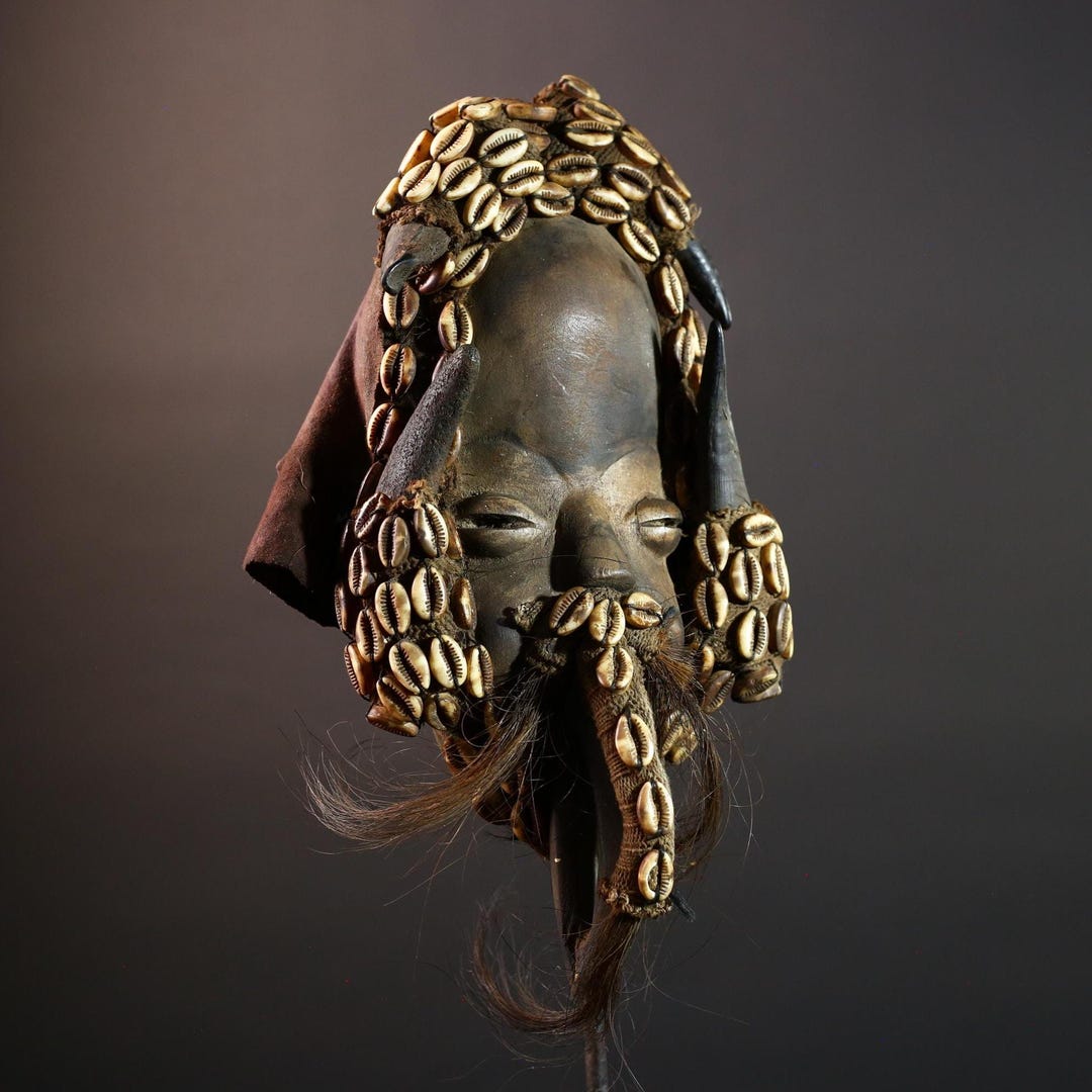Authentic African Dan Mask Hand-carved Wood With Cowrie Shells and ...