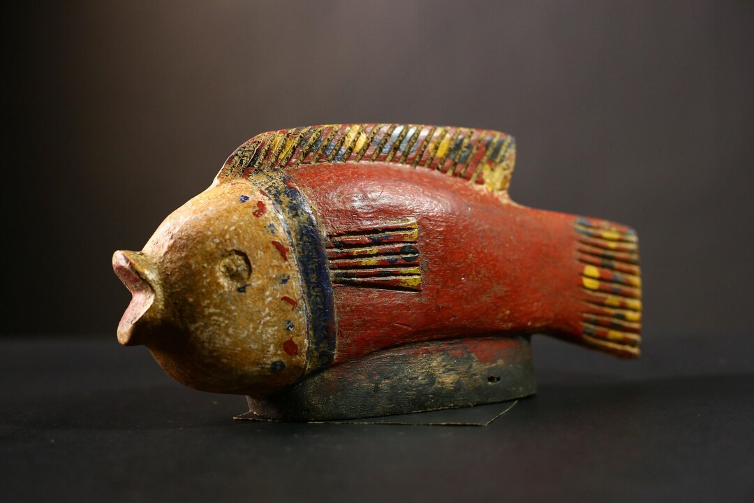 African Unique African Bozo Fish Statue Handmade Wooden Figurine Tribal ...