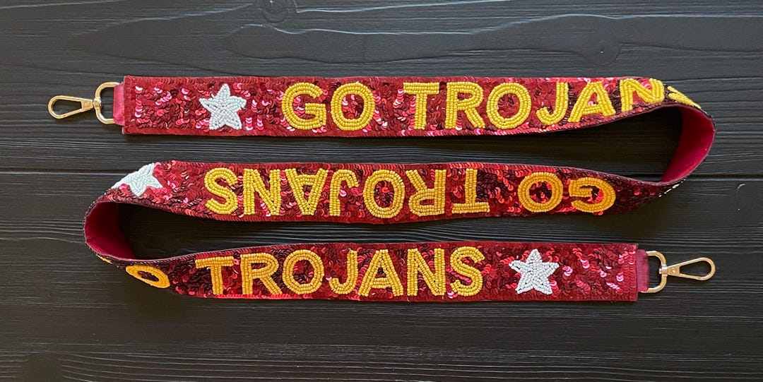 Sequin Go Trojans Beaded Bag Strap, USC Bag Strap, University of ...