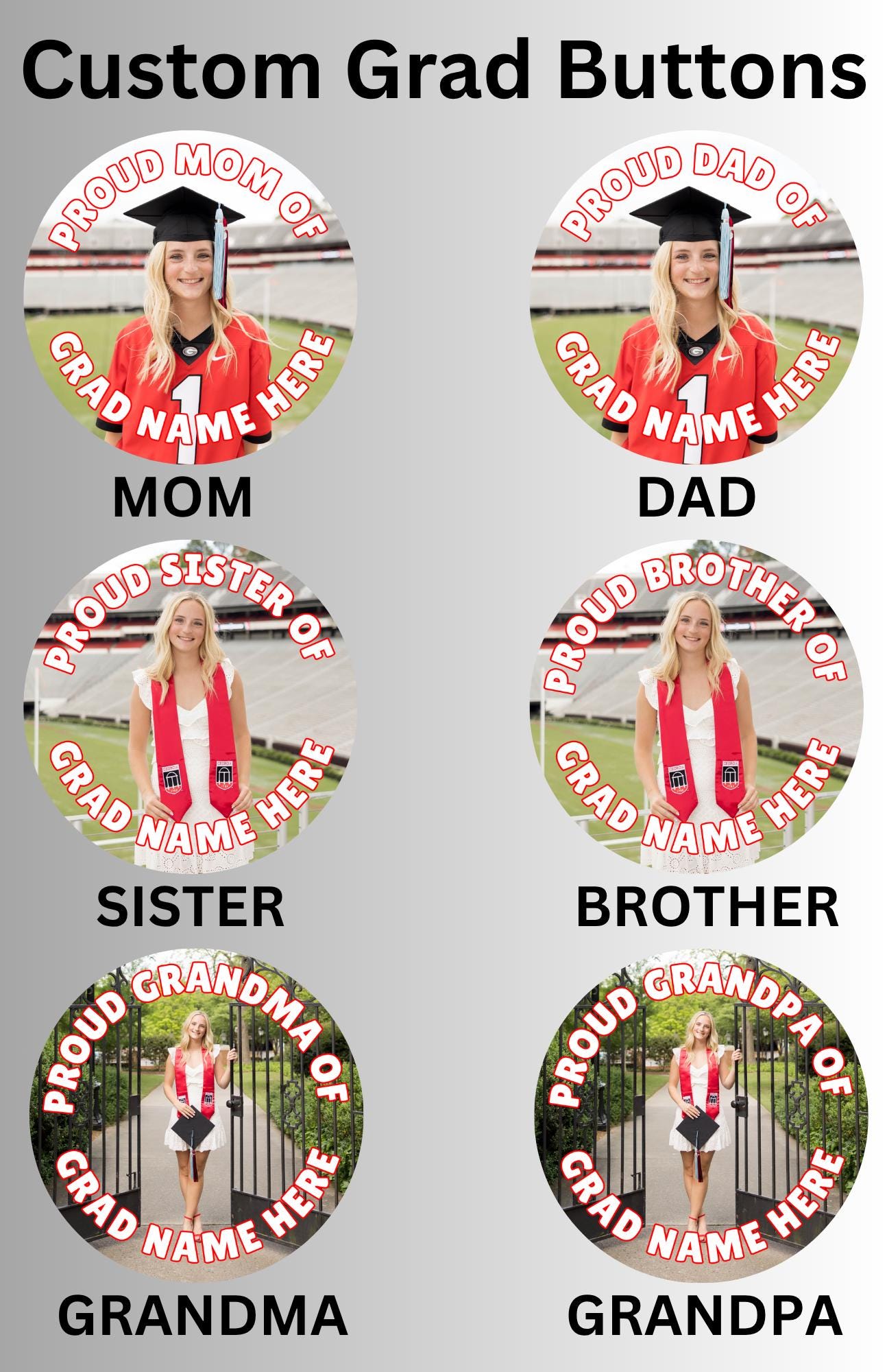Custom Graduation Buttons, Personalized Grad Pins, Class of 2026 Party ...
