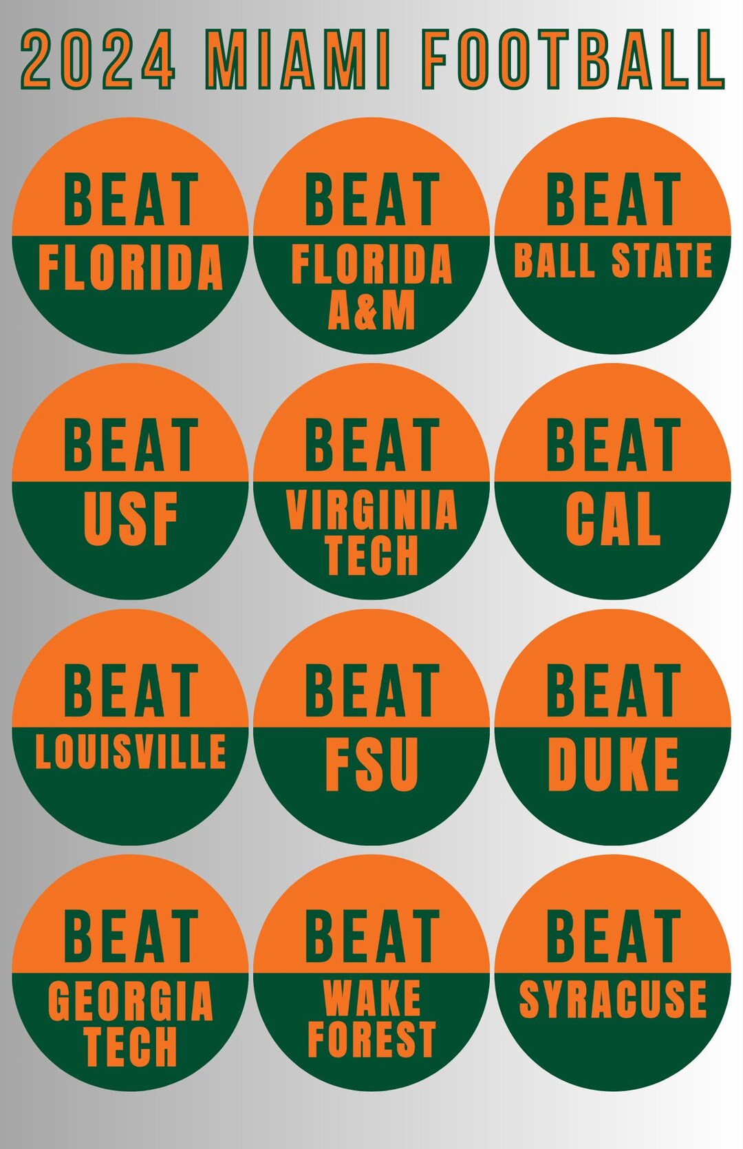 MIAMI BEAT OPPONENT Buttons, Game Day Buttons, Beat Opponent Buttons ...