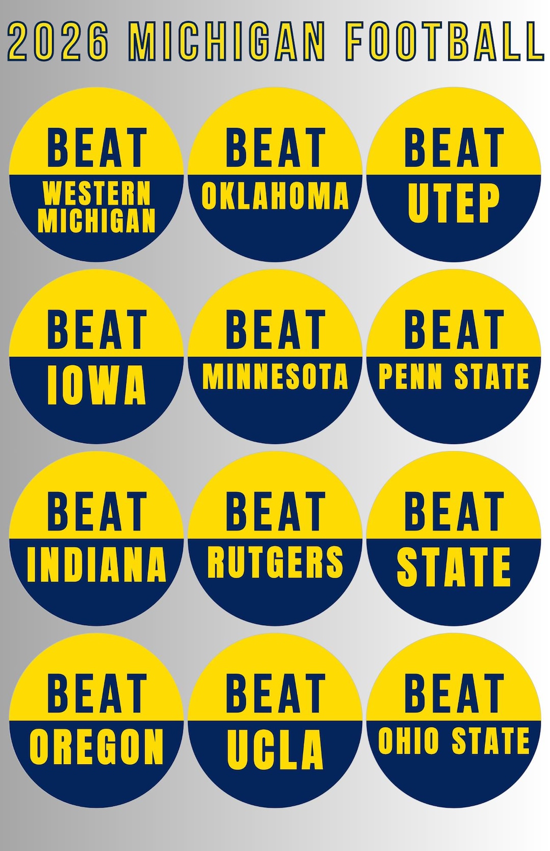 BEAT Opponent Buttons, Michigan Game Day Buttons, Beat Opponent Buttons ...