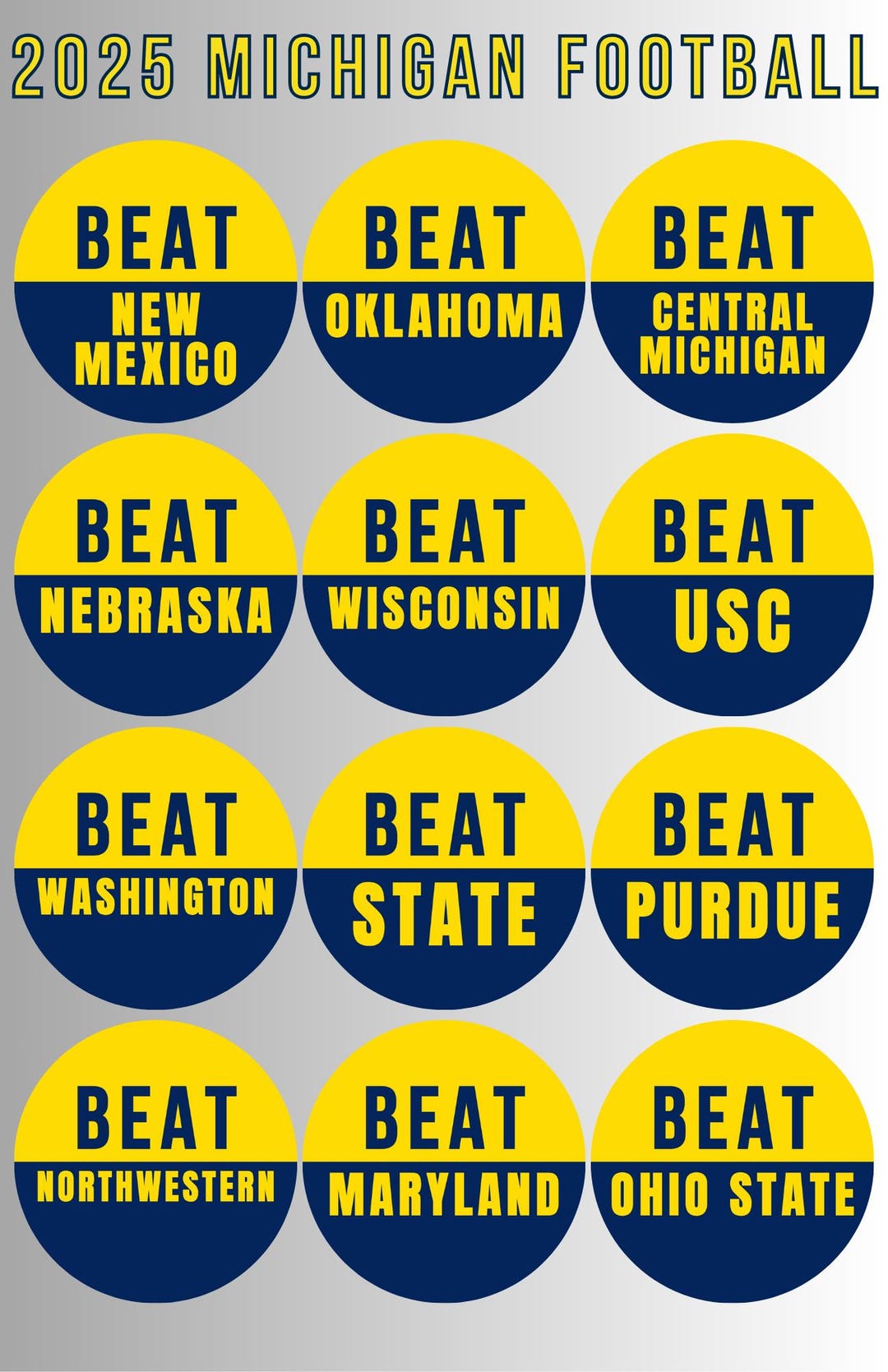 BEAT Opponent Buttons, Michigan Game Day Buttons, Beat Opponent Buttons ...