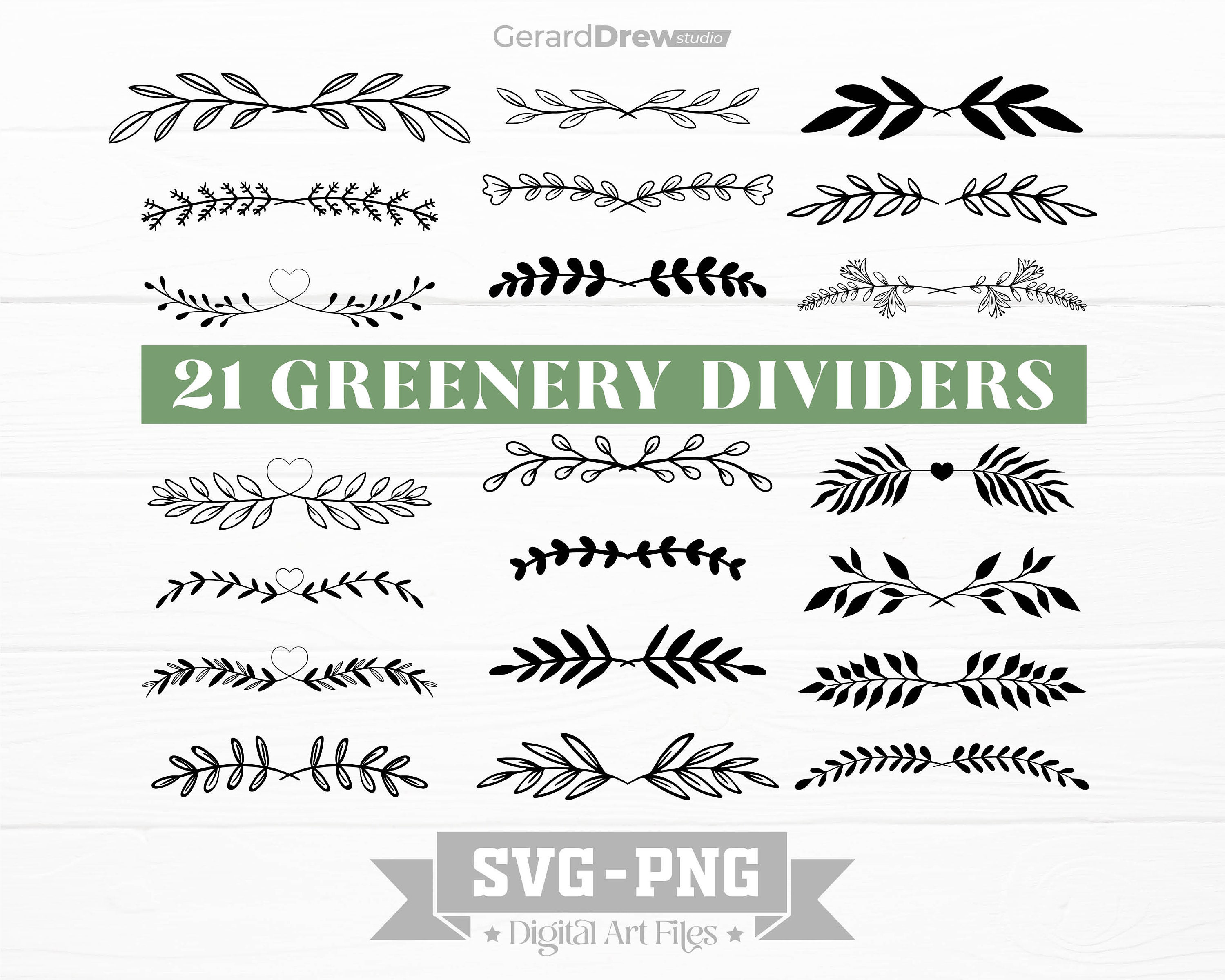 Greenery Leaf Divider Svg Bundle Decorative Border Svg - Etsy