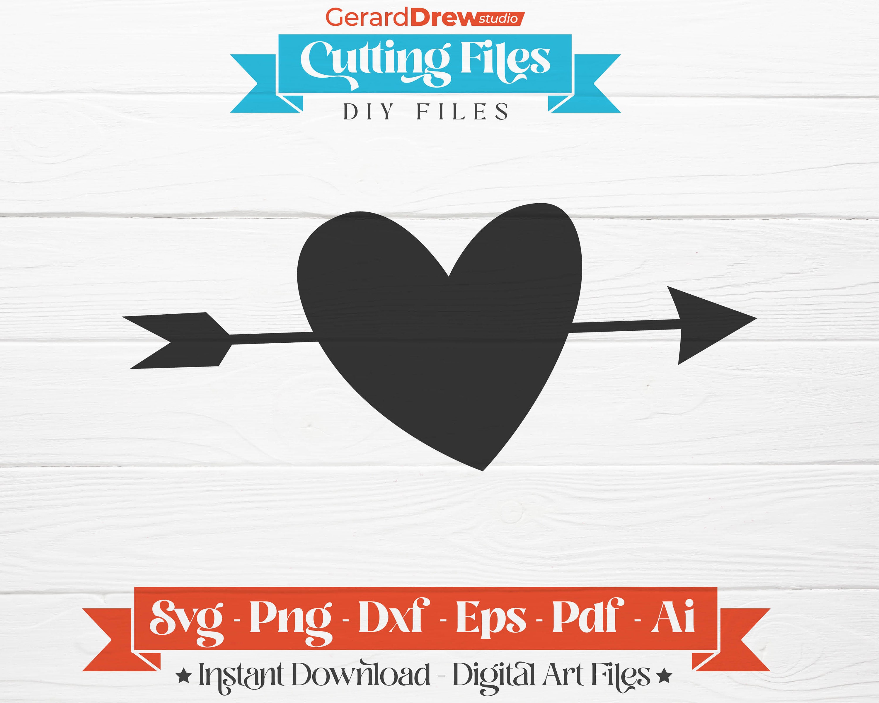 Heart and Arrow SVG PNG PDF Valentine's Day Svg Love - Etsy