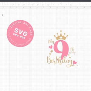 9th Birthday SVG PNG PDF | 9th Birthday Svg, Birthday Svg, 9th Birthday ...