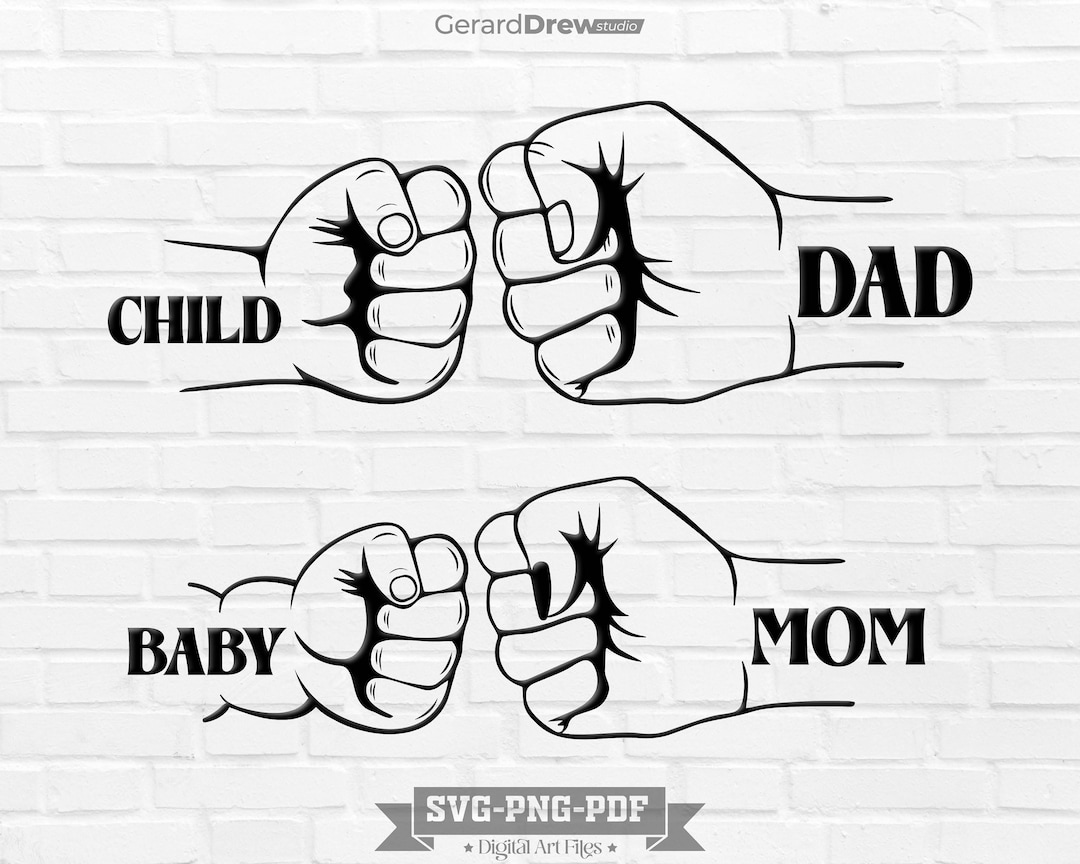 Family Fist Bump SVG PNG PDF Editable | Svg for Family, Mom Fist Bump ...