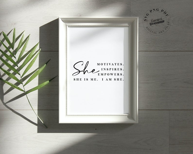 She Motivates SVG | Inspires Empowers Cut File (PNG, PDF) - Etsy