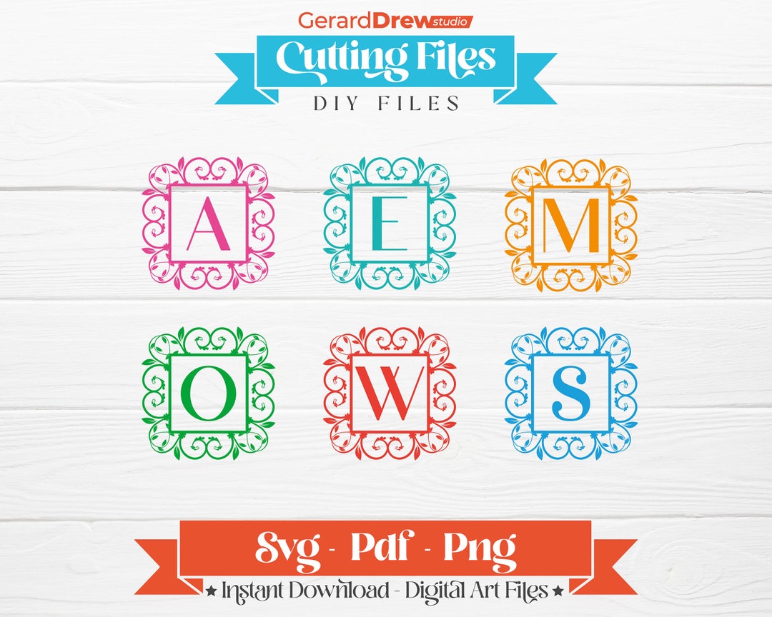 Floral Monogram Letter Svg, Botanical Alphabet Cut File (instant ...