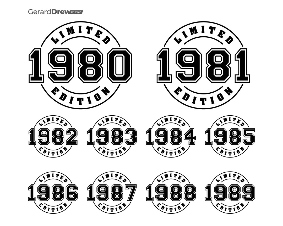 LIMITED EDITION 1980 - 1989 SVG Bundle | 1980 Svg, 1981 Svg, 1982 Svg ...
