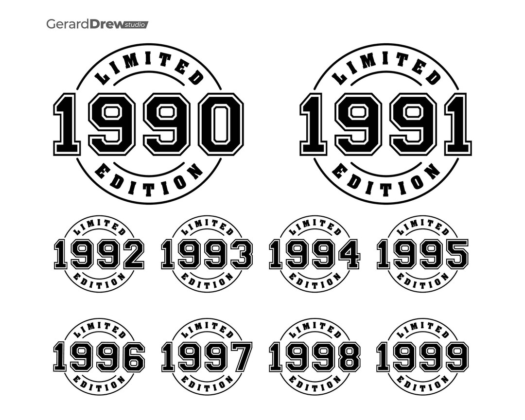 LIMITED EDITION 1990 1999 SVG Bundle 1990 Svg, 1991 Svg, 1992 Svg, 1993 ...