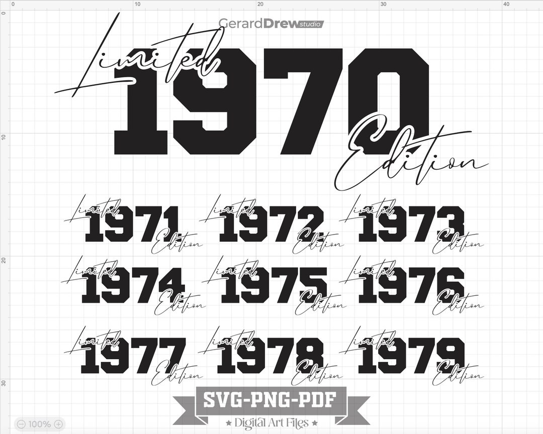 LIMITED EDITION 1970 - 1979 SVG | 1970 Svg, 1971 Svg, 1972 Svg, 1973 ...