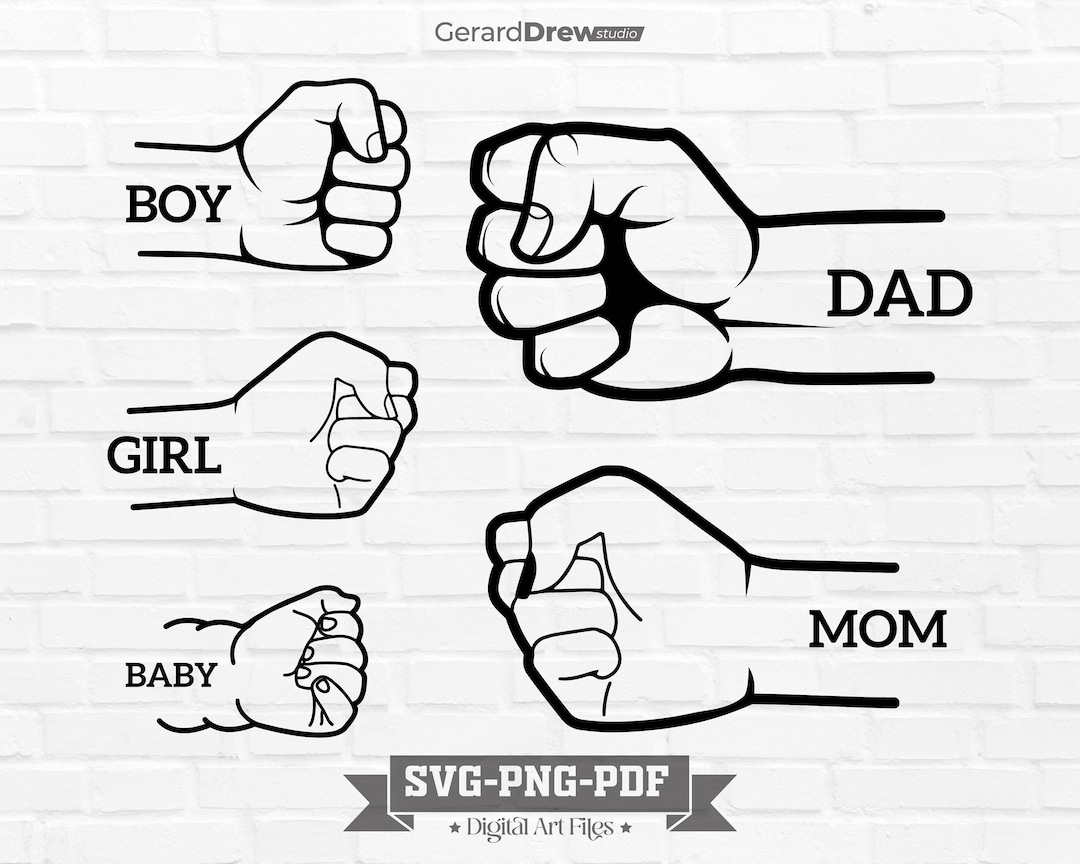 Family Fist Bump Set SVG PNG PDF | Mother's Day Design, Mom Fist Bump ...