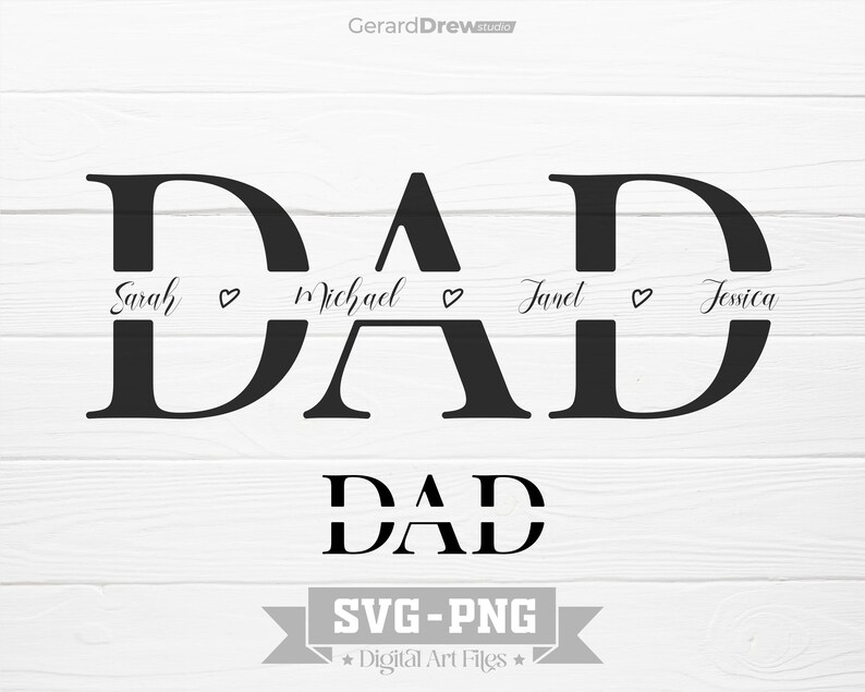 Dad SVG Father Svg Father's Day SVG Dad Split Name - Etsy