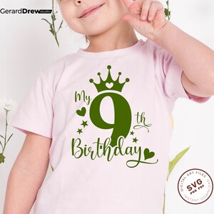 9th Birthday SVG | Girl's Birthday Cut Files (digital Download) - Etsy