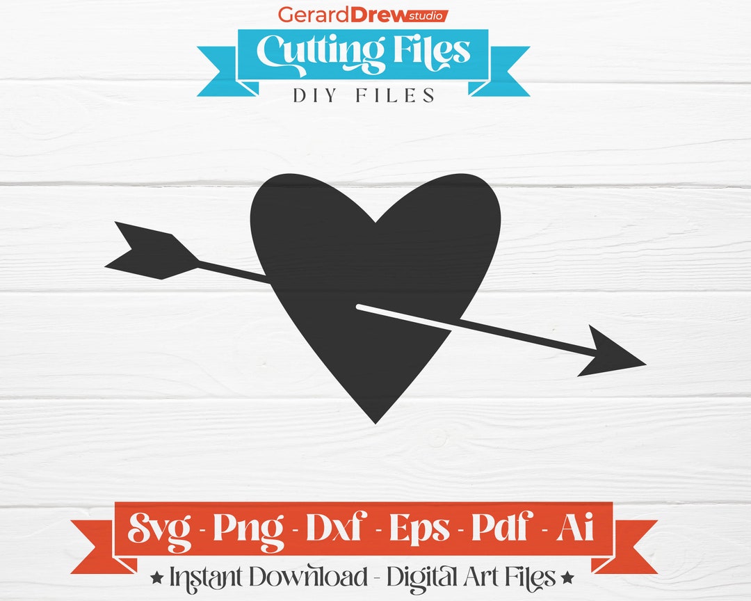 Heart and Arrow Svg Png Dxf Eps Pdf Ai Files - Etsy