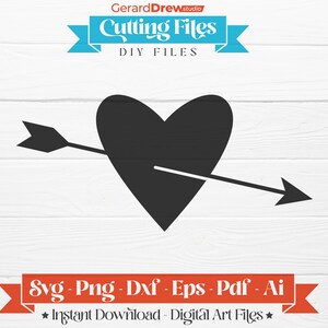 Heart and Arrow Svg, Png, Dxf, Eps, Pdf, Ai Files - Etsy