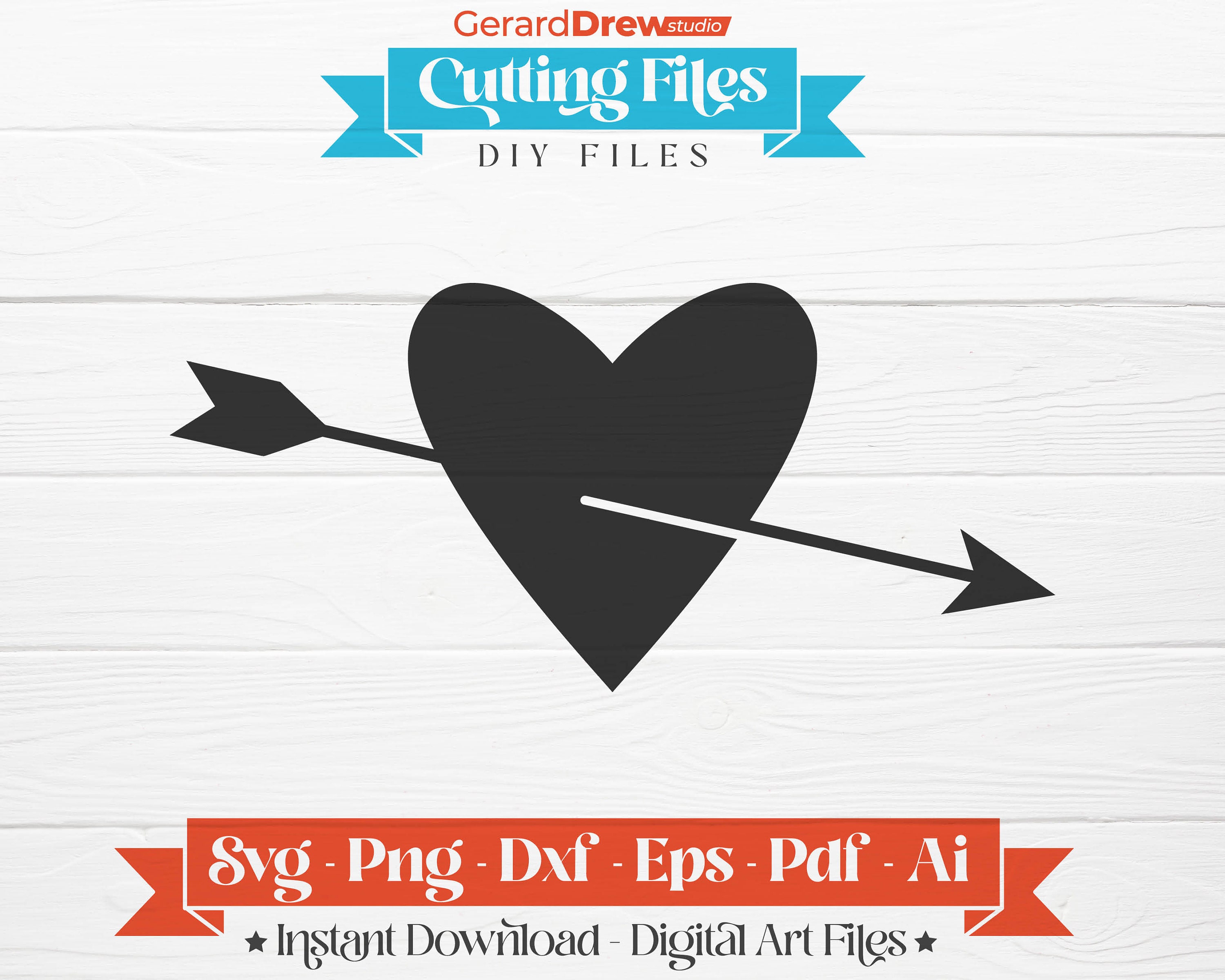Heart and Arrow Svg Png Dxf Eps Pdf Ai Files - Etsy