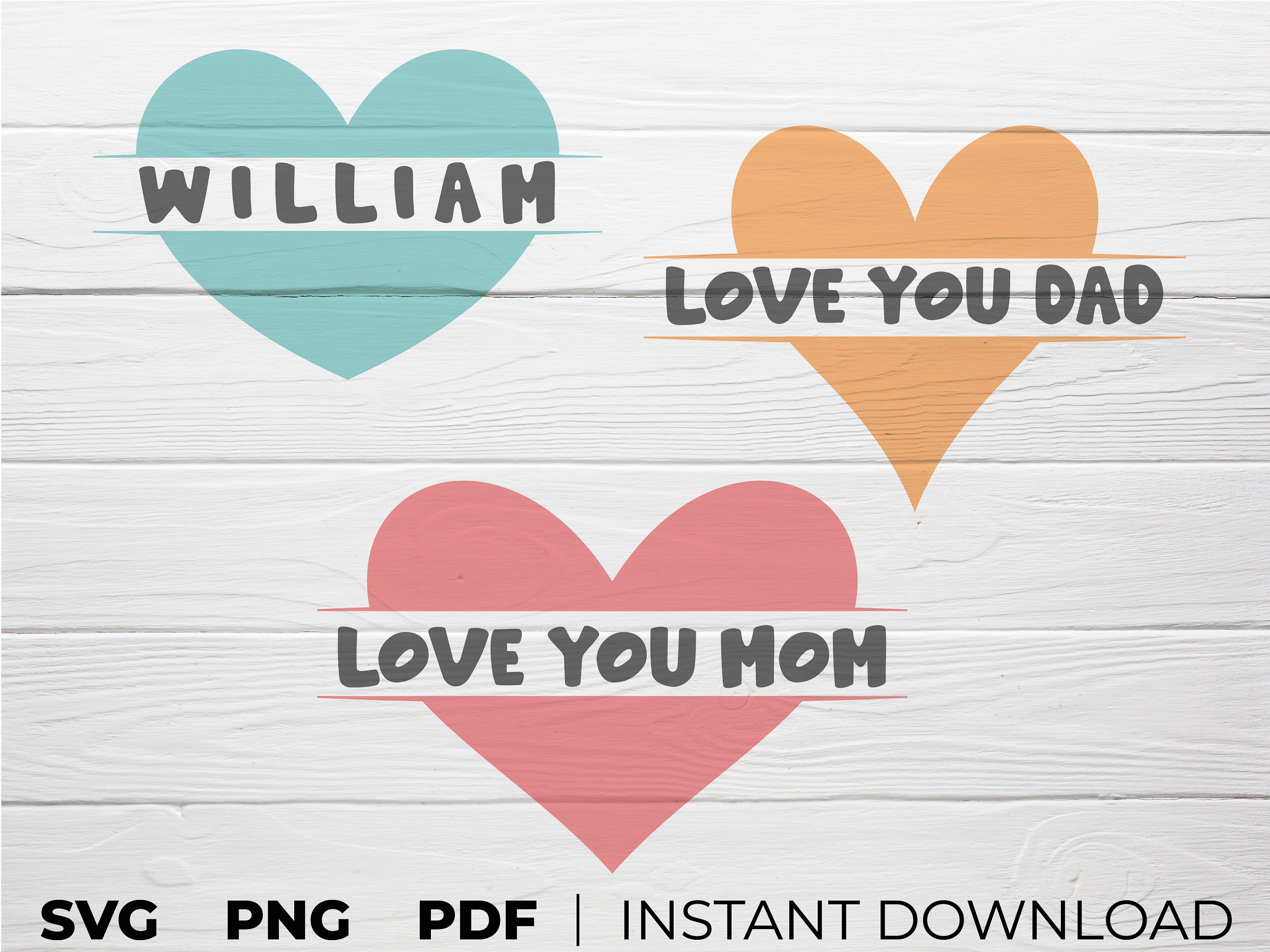 Heart Split SVG PNG PDF Heart Split Name Frame Cut File for - Etsy