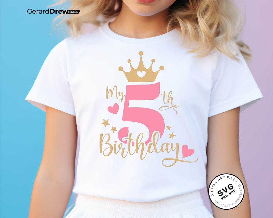 5th Birthday SVG PNG PDF | 5th Birthday Svg, Birthday Svg, Fifth ...
