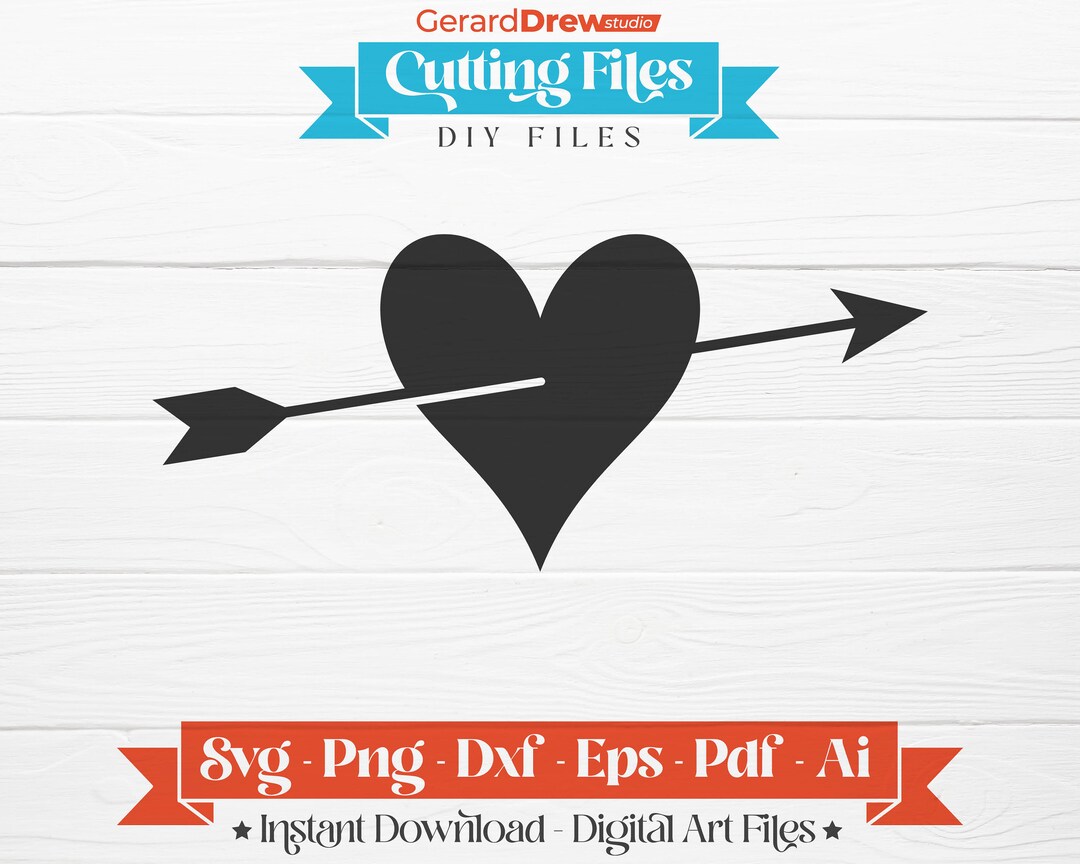 Heart and Arrow Svg Png Dxf Eps Pdf Ai Files - Etsy