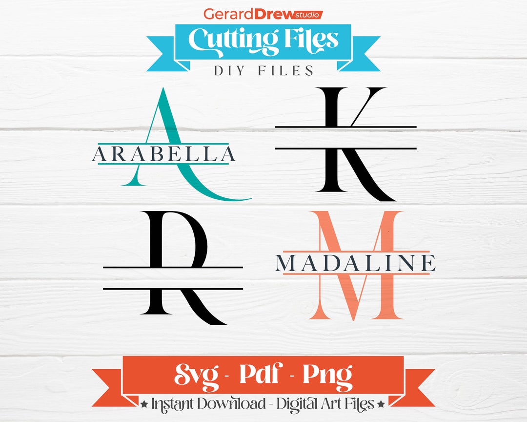 Split Monogram Alphabet SVG, PNG, PDF Split Monogram Frame Alphabet ...