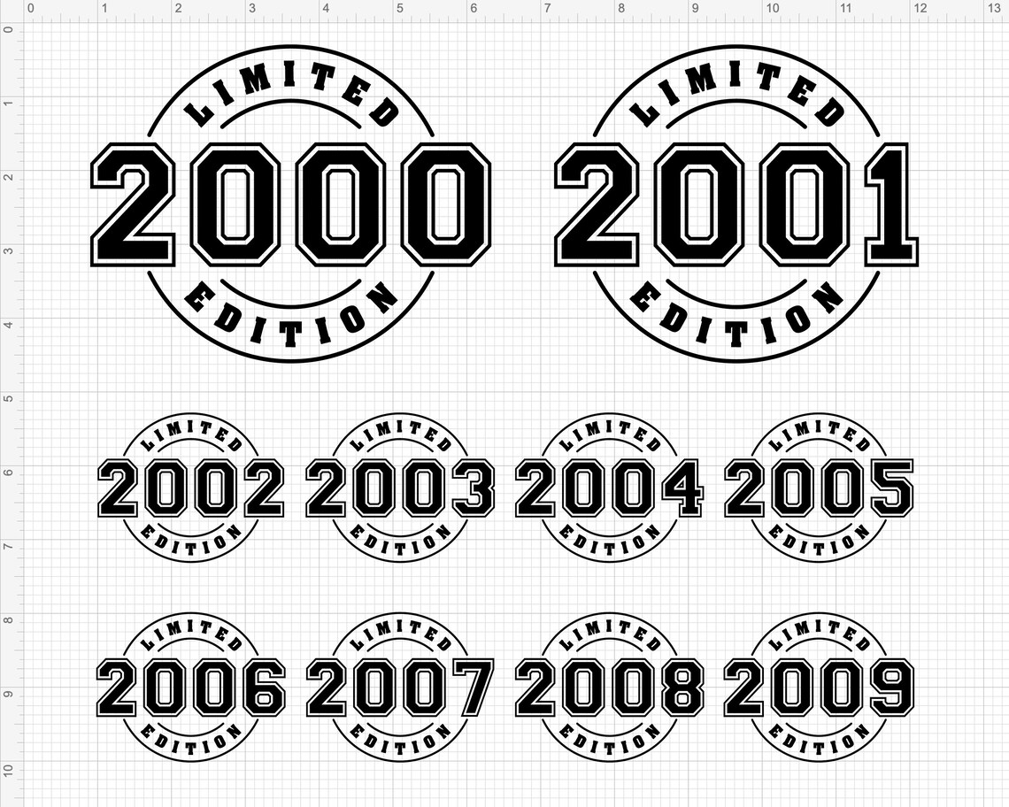 Limited Edition Year SVG Bundle 2000-2009 (digital Download) - Etsy